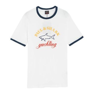 Paul & Shark Baumwoll-T-Shirt mit Logo-Print - - Tops - Herren - Wei&szlig; - 2XL