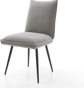 DELIFE Esszimmerstuhl Lelio-Flex Strukturstoff Soft Grau 4-Fu&szlig; konisch Schwarz Taschenfederkern, Esszimmerst&uuml;hle