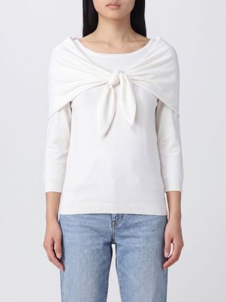 Max Mara Pull ras du cou slim fit en laine &agrave; rayures avec col lavalli&egrave;re