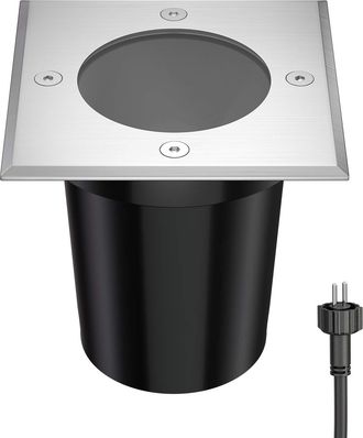 LEDs Com Bodeneinbauleuchte REJA für außen, IP67, edelstahl, eckig, 11 x 11cm, 1x GU5.3 max. 15W