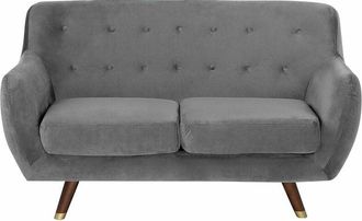 Beliani Beliani - Sofa Grau Samtstoff 2-Sitzer Minimalistisch Retro Wohnzimmer