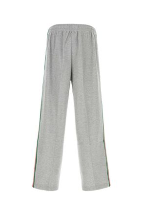 Gucci Mens Grey Cotton Blend Joggers Lightgreymelmix Pantaloni