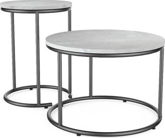 Vicco Beistelltisch-Set Ottawa, 2-teiliger Sofatisch, Marmor Weiß, 55 x 55 cm 2 Teile