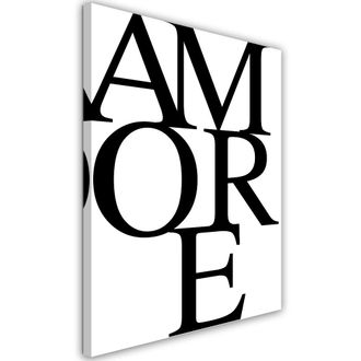 Feeby Frames Feeby, Wandbild - 1 Teilig - 50x70 cm, Leinwand Bild Leinwandbilder Bilder Wandbilder Kunstdruck, Amore, BESCHRIFTUNGEN, SCHWARZ UND WEI&szlig;