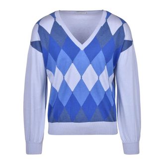 Ballantyne Pull &agrave; col en V large - Femme - Pulls - Bleu - Taille: 44 FR
