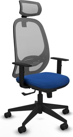 Piqueras y Crespo Stuhl mit 1D-Armlehnen, h&ouml;henverstellbarer Lendenwirbelst&uuml;tze und h&ouml;henverstellbarem Kopfteil, Neigung und Neigung, ausgestattet mit 3 Positionen, Gra