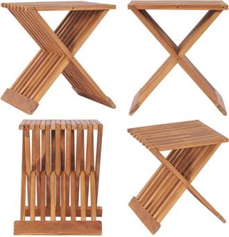vidaXL Klappbarer Hocker 40×32×45 cm Massivholz Teak - Hocker - Klapphocker - Home & Living