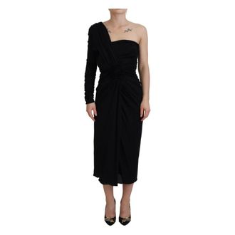Dolce & Gabbana Elegant One-Shoulder Midi Dress - - Dresses - Damen - Schwarzk - L