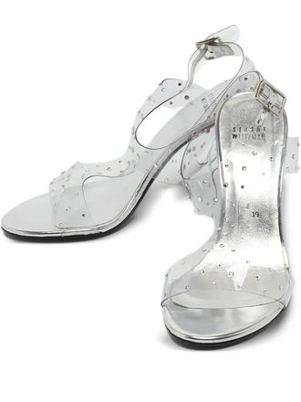 Stuart Weitzman sandales &agrave; ornements en cristal - Blanc