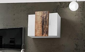 Homemania Coro Wandeinheit, mit Türen, Regalböden, für Wohnzimmer, Küche, Badezimmer, Büro, Weiß, Ahorn, 90 x 38 x 65,5 cm, Melaminplatte, 90 X 38 X 65.5cm