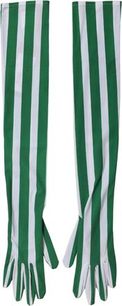 Dolce & Gabbana Green White Stripes Nylon Elbow Length Women Gloves Elastane