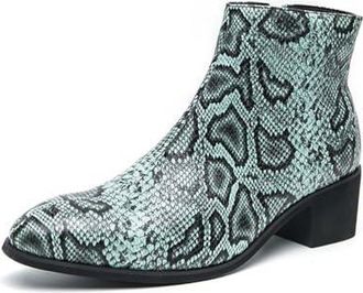 Generic Bottines en Cuir Serpent pour Femmes - Bottes De Mode À Talon Bloc À Bout Pointu, Fermeture Éclair, Style Chelsea pour Hommes, Imperméables, Adaptées,