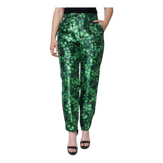 Dolce & Gabbana Gr&uuml;ne Seidensatin Tapered Hose - - Trousers - Damen - Gr&uuml;n - L