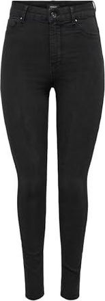 Only Onlmila-Iris Hw Lank SK Leg DNM Pimbox Jeans, Noir délavé, M x 30L Femme
