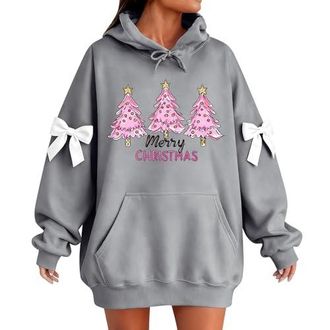 Generic Sweat à capuche de Noël léger pour femme, imprimé tendance, ample, décontracté, tendance, sweat à capuche avec poche pour entraînement, fête, cadeaux 