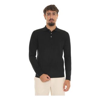 Hindustrie Merinowolle Langarm-Poloshirt - - Tops - Herren - Schwarzk - M