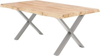 Ars Natura home24 Esstisch Alessia 180cm Baumkante Braun X-Form Silber