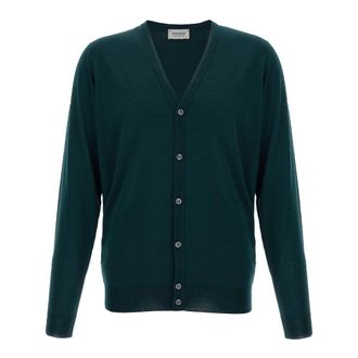 John Smedley Petworth Woll-Cardigan - - Knitwear - Herren - Gr&uuml;n - XL