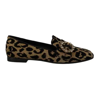 Dolce & Gabbana Leopardenmuster Kristall Loafers - - Shoes - Damen - Braun - 36 1/2 EU