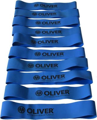 Oliver Fitnessbänder Rubber-O 10er Set Blau mit Widerstandsstufe Extra Stark - Resistance Bands Latex-Widerstandsbänder - Zugband Gummiband Sport für Krafttr