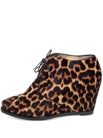Christian Louboutin Lady Schuss Wedge-Stiefel mit Leoparden-Print 70mm - Braun