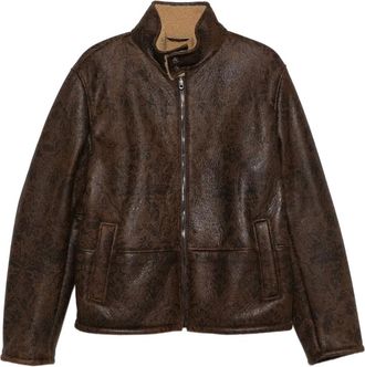 Etro veste en cuir à fleurs - Marron