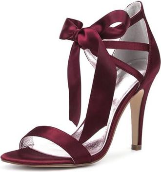 Generic Escarpins Femme Bout Ouvert Mari&eacute;e Stylet Talons Sandales Chaussures De Mariee Bal Dress F&ecirc;te Bridal 10.5Cm,Burgundy,42 EU