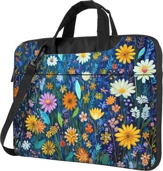 Generic Colorful Meadow Sac pour ordinateur portable de 15,6, housse de protection antichoc pour ordinateur portable de 15,6, motif fleurs sauvages pour homme