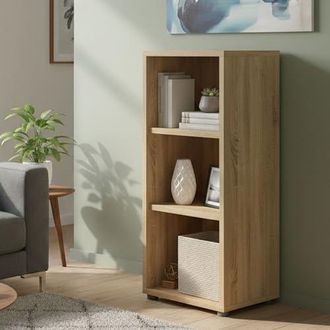 Dmora B&uuml;cherregal Theophane, B&uuml;roregal, Mobiler Buchhalter, B&uuml;cherbrett, 47x40 h113 cm, Eiche