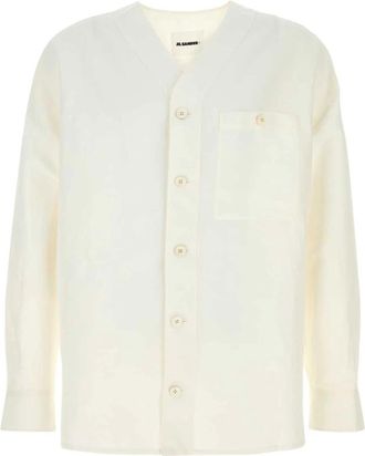 Jil Sander Homme, Chemises, Blanc, Taille: M Chemise en m&eacute;lange de lin
