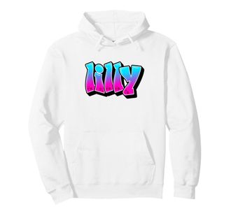 BDAZ Lilly Graffiti Personalisierter Name Blau Rosa Frauen M&auml;dchen Pullover Hoodie