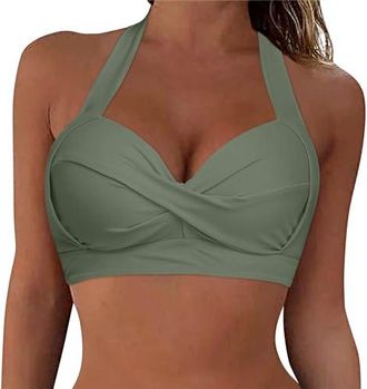 Generic Haut De Maillot De Bain Femme Sexy Push Up Hauts De Bikini R&eacute;glables El&eacute;gant Classics Col en V Hauts De Maillots Soutien Gorge avec Rembourrage Swimwe