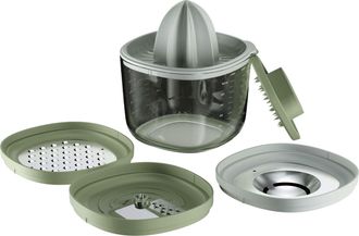 Berghoff BergHOFF Home Küchenhelfer - 6 in 1 - Messbecher, Eiertrenner, Küchenreibe, Spiralschneider, Zitonenpresse & Fingerschutz - Küchenhelfer set