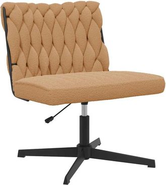 vidaXL B&uuml;rodrehstuhl Beige Gelockter woll&auml;hnlicher Stoff Vidaxl