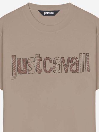 Just Cavalli Mens Cotton T-Shirt Beige T-Shirts And Polos