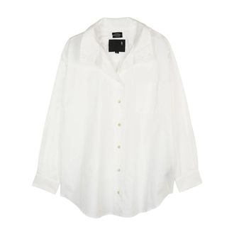 R13 Tall Collar Boyfriend Button Up - - Blouses & Shirts - Damen - Wei&szlig; - M