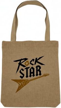 Fabulous Sac Shopping Tote Bag Aspect Lin - Rock Star Guitare Musique Musicien Instrument - Sac de Courses Toile Epaisse 360g Beige Naturel Cabas Port&eacute; Epaule 
