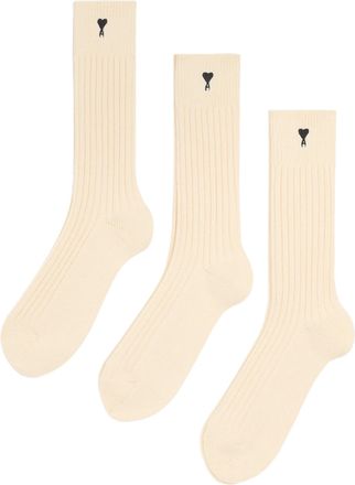 Ami Lot de trois chaussettes Ami De Coeur noires