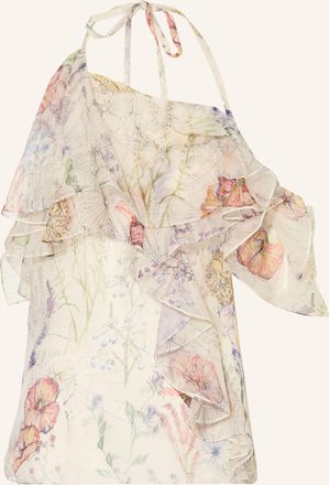 Alexander McQueen Mcqueen Blusentop Aus Seide Mit Volants weiss