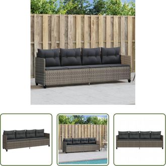 vidaXL Gartenm&ouml;bel - Sonnenliege mit Kissen Grau Poly Rattan
