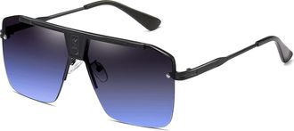 SHEEN KELLY Retro Übergroße Sonnenbrille für Männer und Frauen Square Rimless Flat Top Vintage