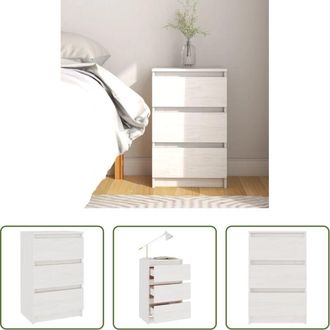 vidaXL Nachtkommode Kiefer - Nachtschrank Wei&szlig; 40x29,5x64 cm Massivholz Kiefer