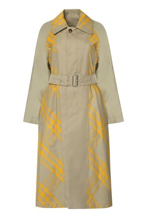 Burberry Womens Checked Reversible Trench Coat Beige Cotton & Raincoats
