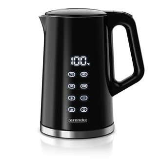 Arendo digitaler Wasserkocher mit Temperatureinstellung - Edelstahl - Doppelwand Design Cool Touch - Display im Geh&auml;use - Kabellos - 2200 W - 1,7L - &Uuml;berhitz