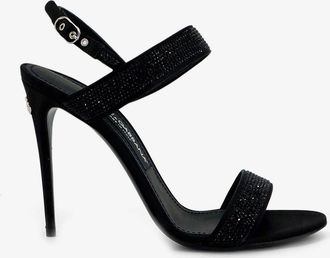 Dolce & Gabbana Satin sandals with all-over rhinestones - DOLCE & GABBANA - gender_Woman