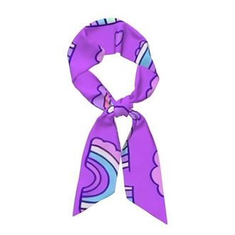 Generic &Eacute;charpe rose pour femme - &Eacute;charpe tour de cou pour sac &agrave; main - Coeur arc-en-ciel - En satin de soie - Pour le sport, le yoga et le visage