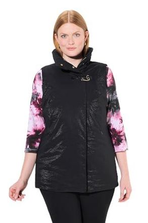 Ulla Popken Weste, Schmuckverschluss, Stehkragen, Komplettfutter Gilet, Noir, 48-50 Femmes