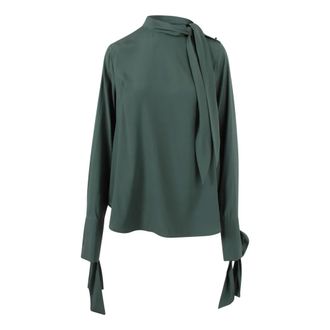 Ermanno Scervino Femme, Blouses et Chemises, Vert, Taille: 36 FR Blouse avec un col &agrave; nouer et des boutons