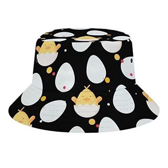 Generic OEuf Noir Nourriture Drôle Chapeaux De Seau Respirant Seau Chapeau Anti-UV Bucket Hat pour Plein Air Camping Femme