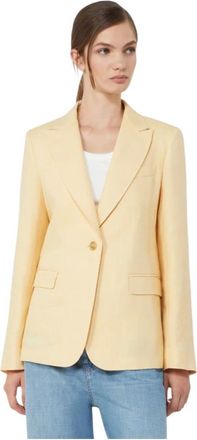 Max Mara Femme, Vestes, Jaune, Taille: 42 FR Linen Canvas Blazer